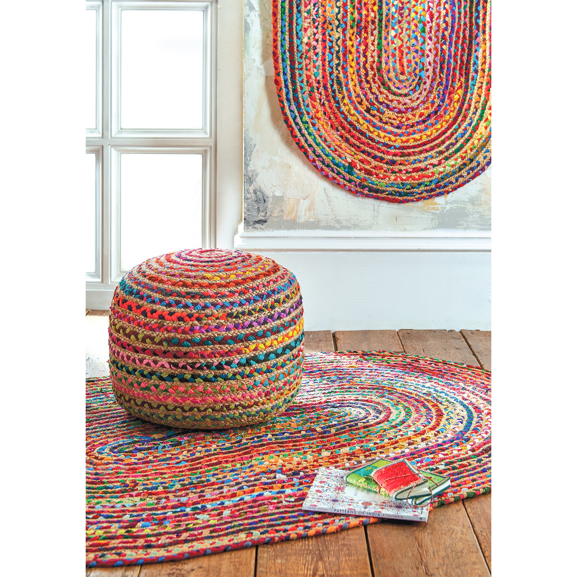 Oval Chindi Jute Cotton Braided Rug 60x90cm - Ethniciti